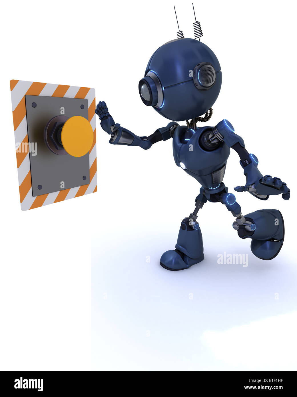 3D Render of an Android pushing a button Stock Photo - Alamy