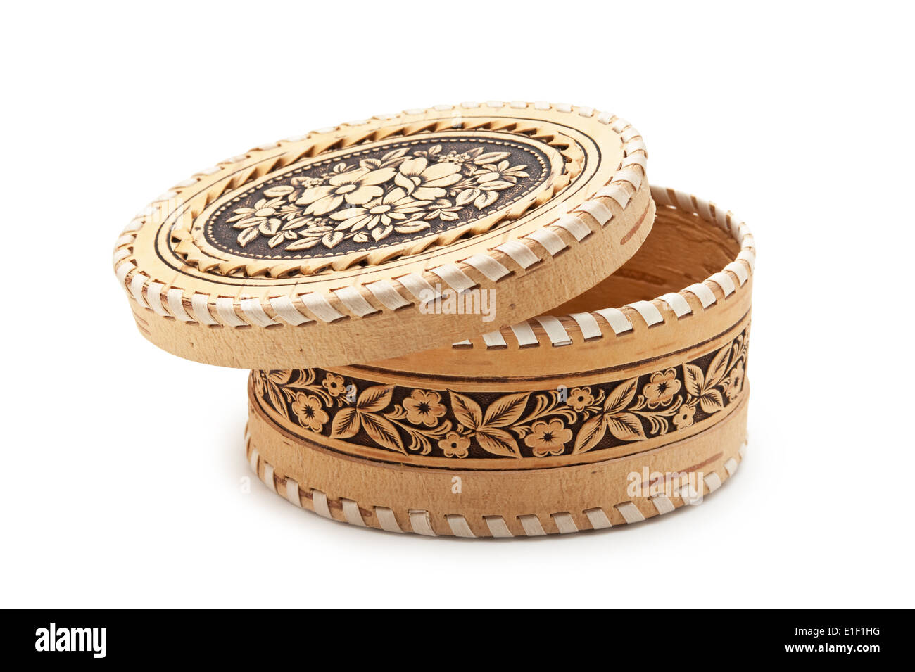 birch-bark box isolated on white background Stock Photo - Alamy