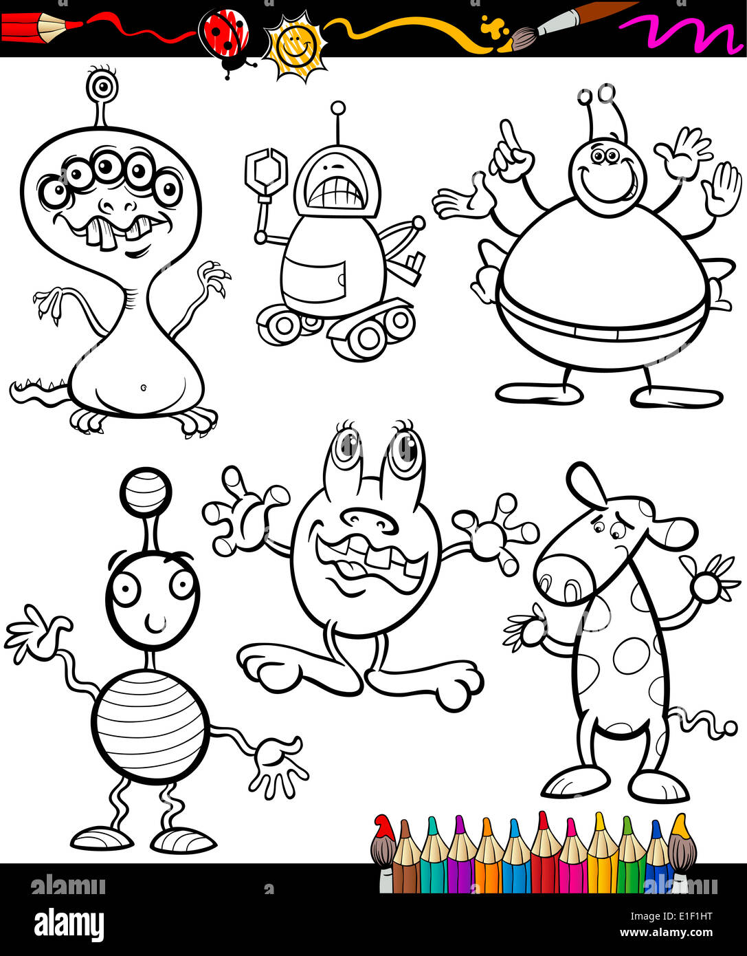 Coloring Book or Page Cartoon Illustration of Color and Black and White ...