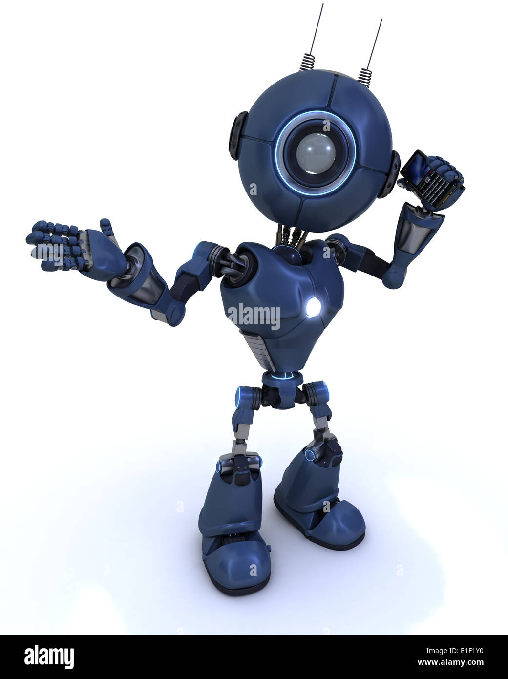 3D Render of an Android with cell phone Stock Photo - Alamy