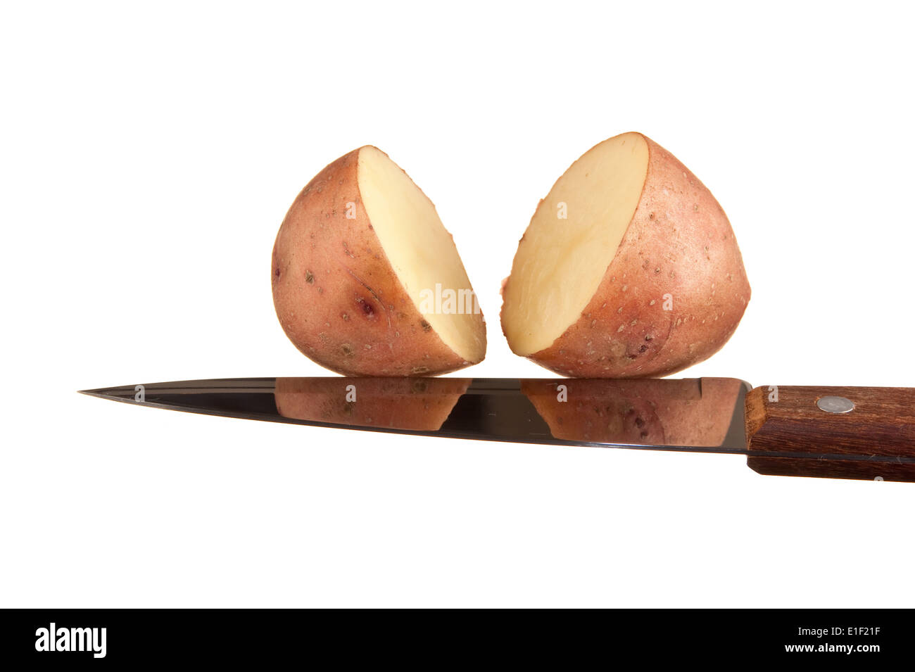 potato and a knife isolated on white background Stock Photo - Alamy