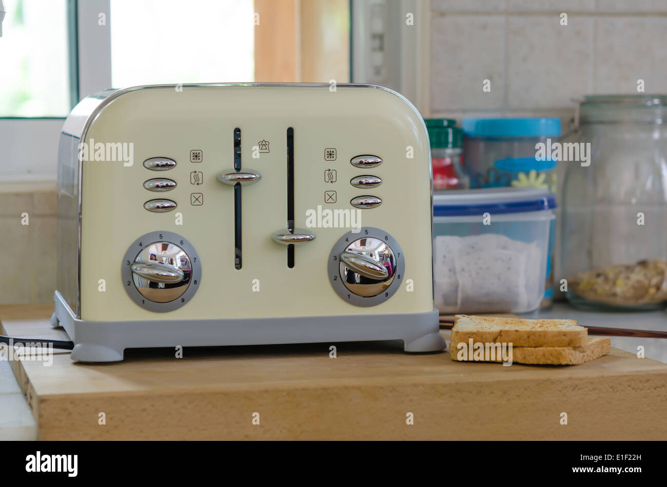 Modern design of the bread toaster in the kitchen interior Stock Photo ...
