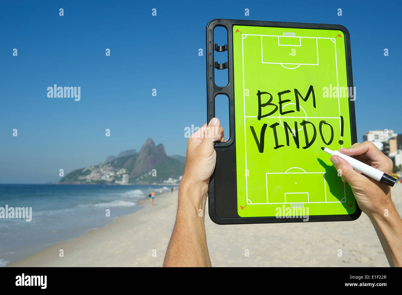 Brazil bem-vindo welcome message in Portuguese handwriting on football ...