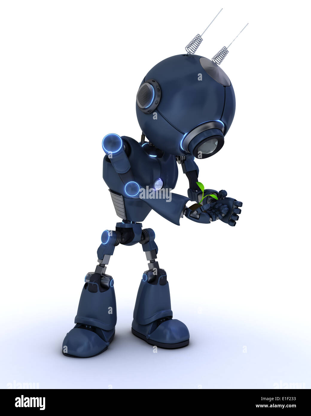 3D Render of an Android nurturing a plant Stock Photo - Alamy