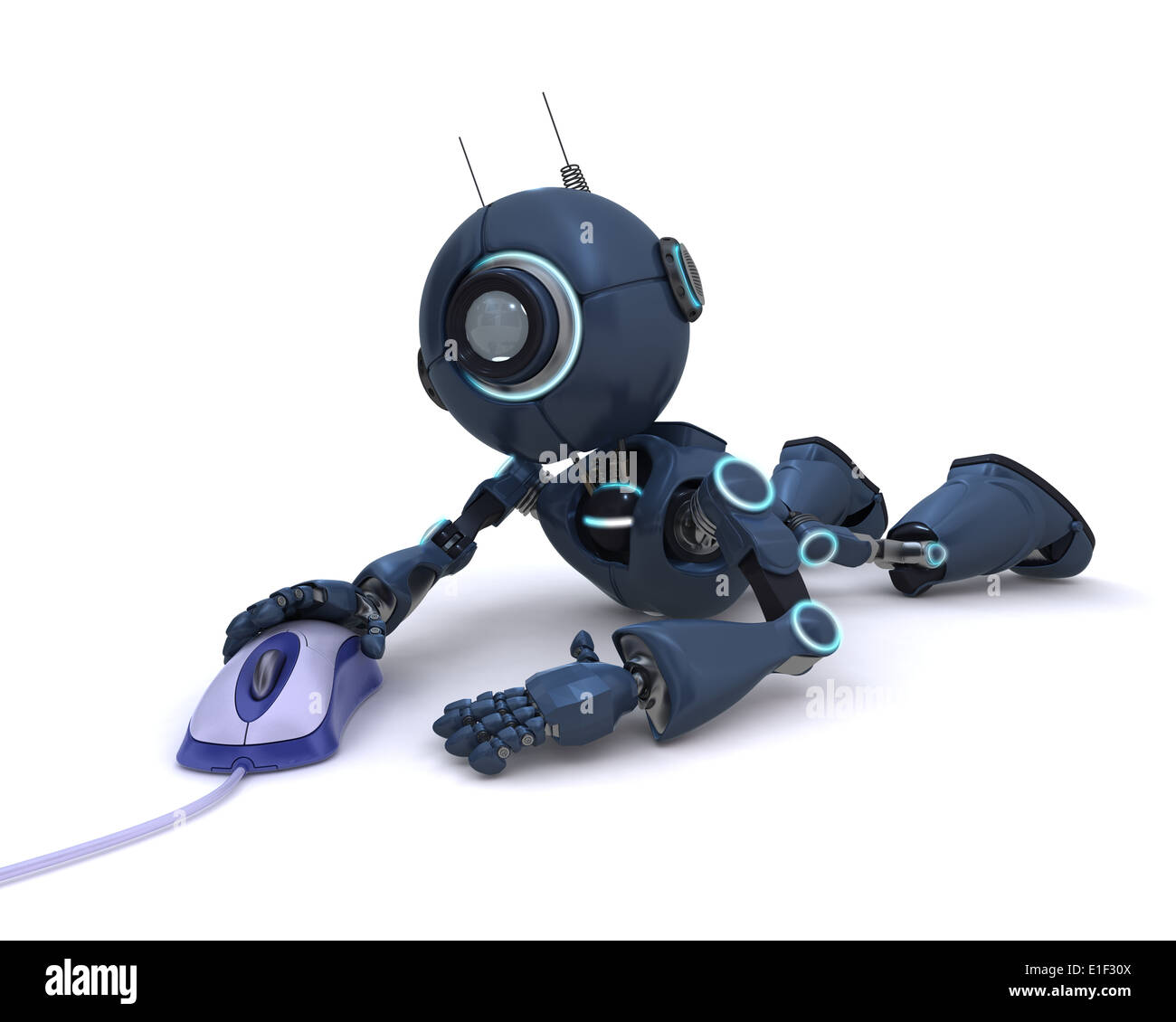3D Render of an Android with computer mouse Stock Photo - Alamy