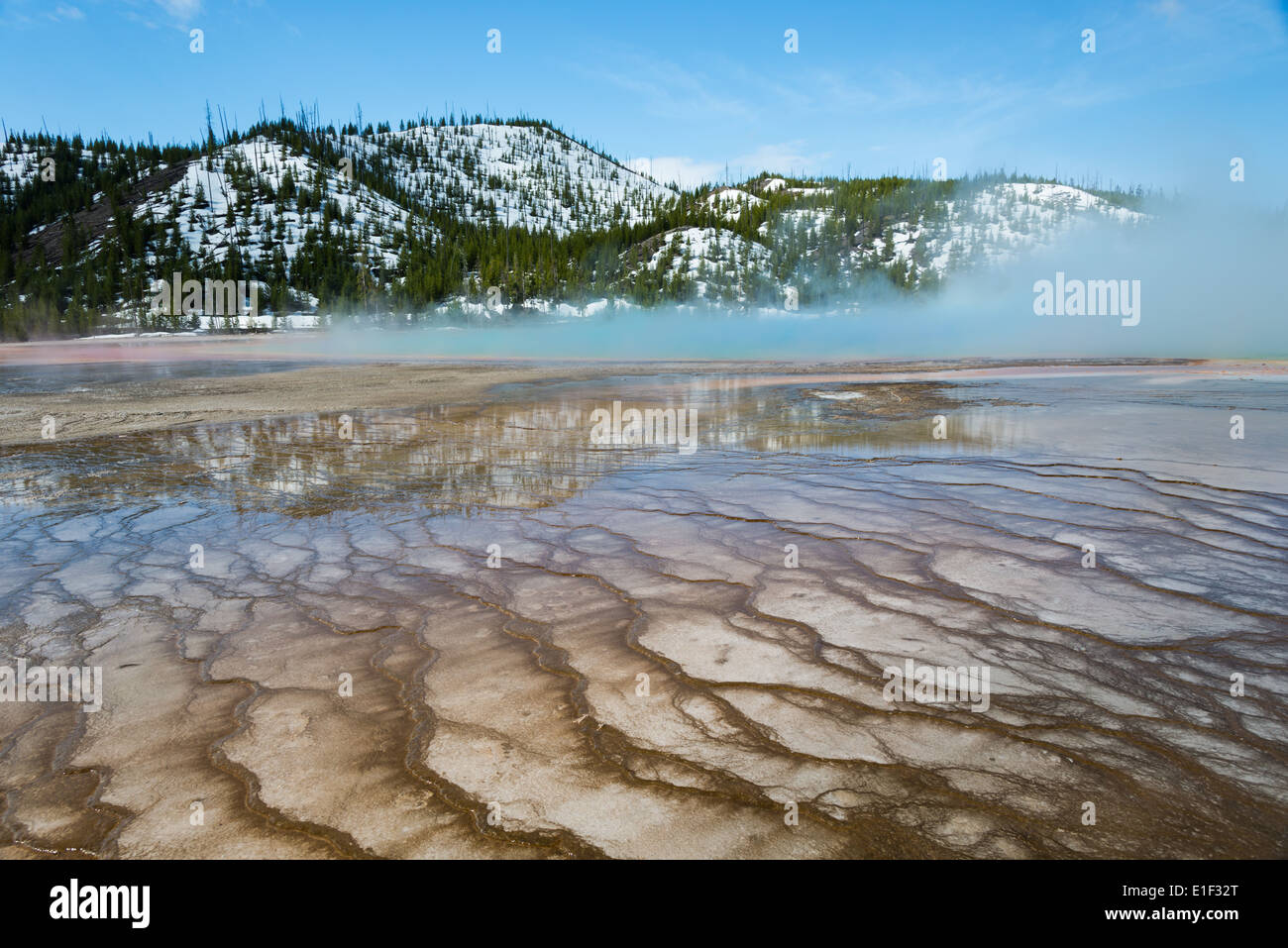 Terrace pool at the Grand Prismatic Hot Spring. Yellowstone National ...