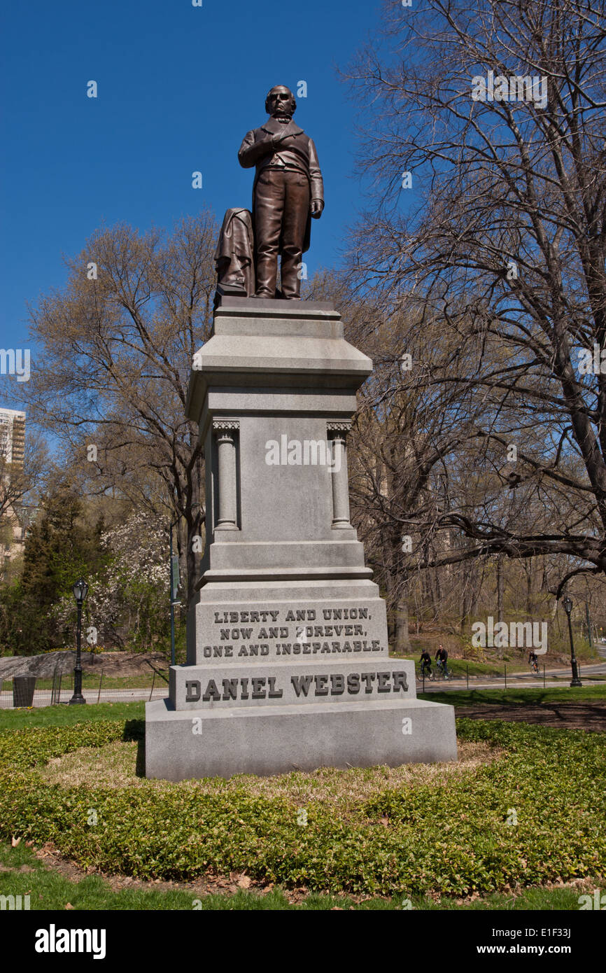 A bronze statue of Daniel Webster at 72nd Street in Central Park, New ...