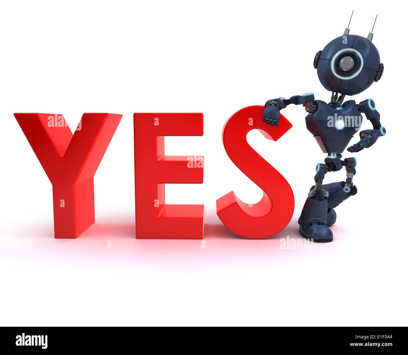 3D Render of an Android with yes sign Stock Photo - Alamy