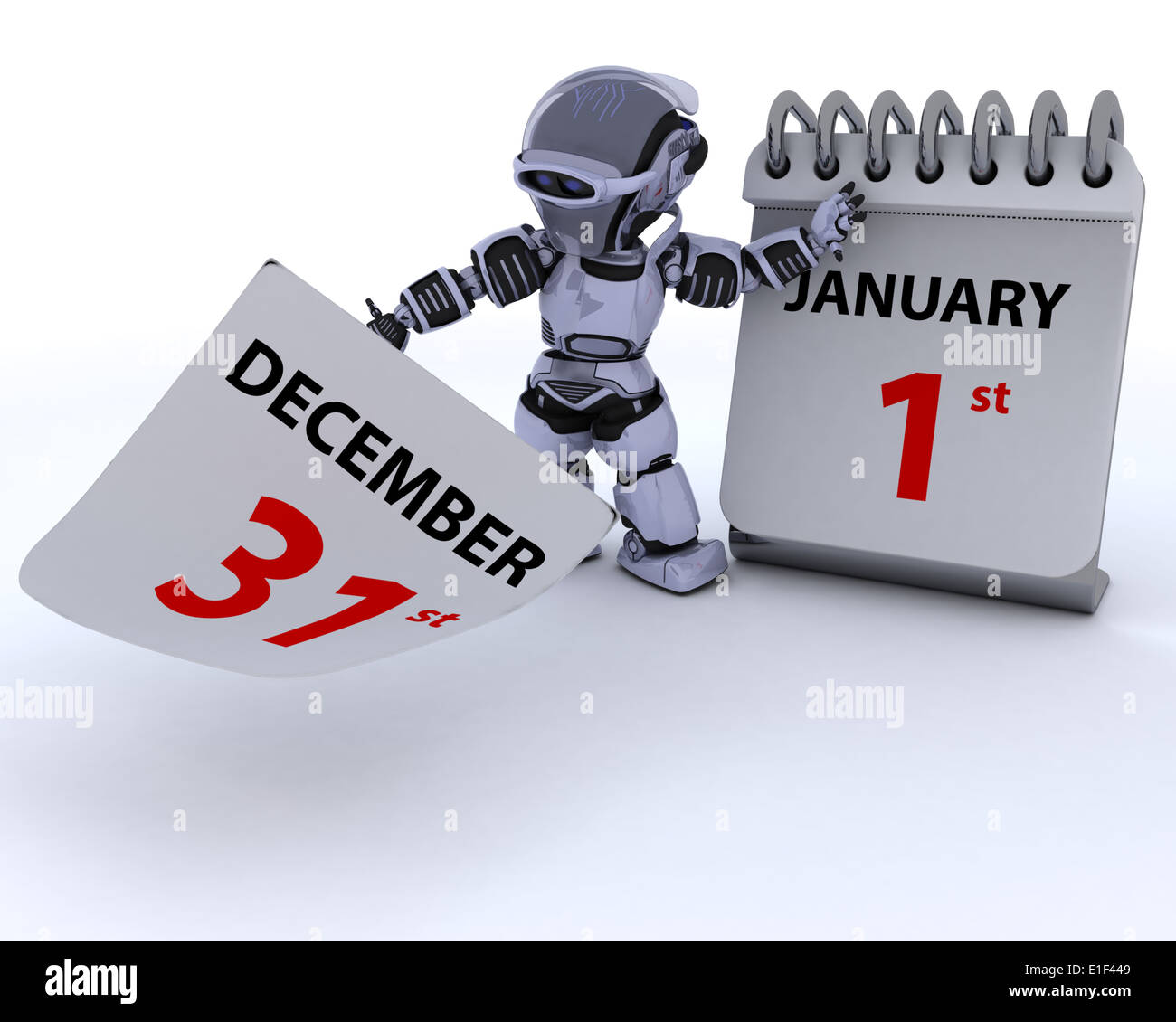 3D render of a robot with a calender Stock Photo - Alamy