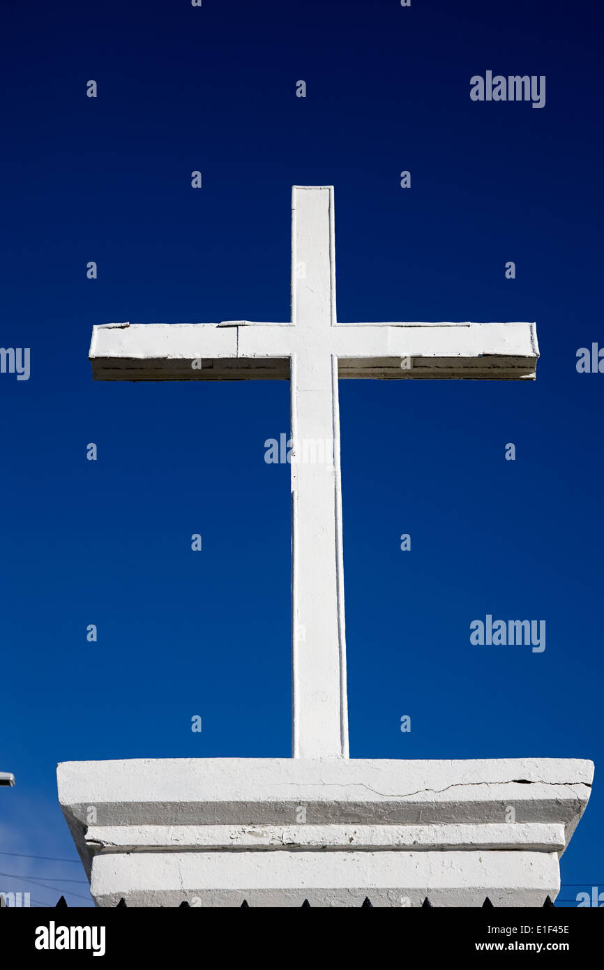 white cross on cerro de la cruz cross hill Punta Arenas Chile Stock ...
