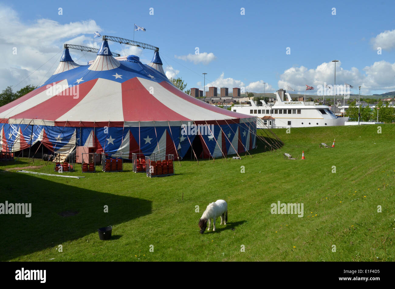 The Big Top at the Clyde Shopping Centre, with the Fish and Chip boat ...