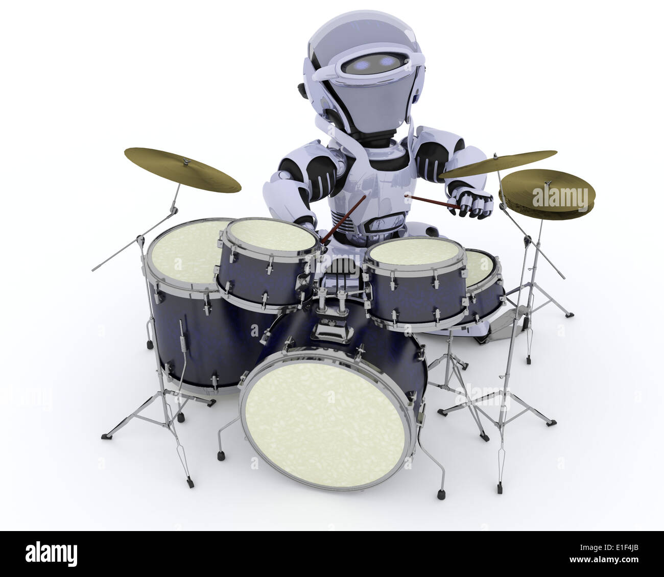 3D render of a Robot playing the drums Stock Photo - Alamy