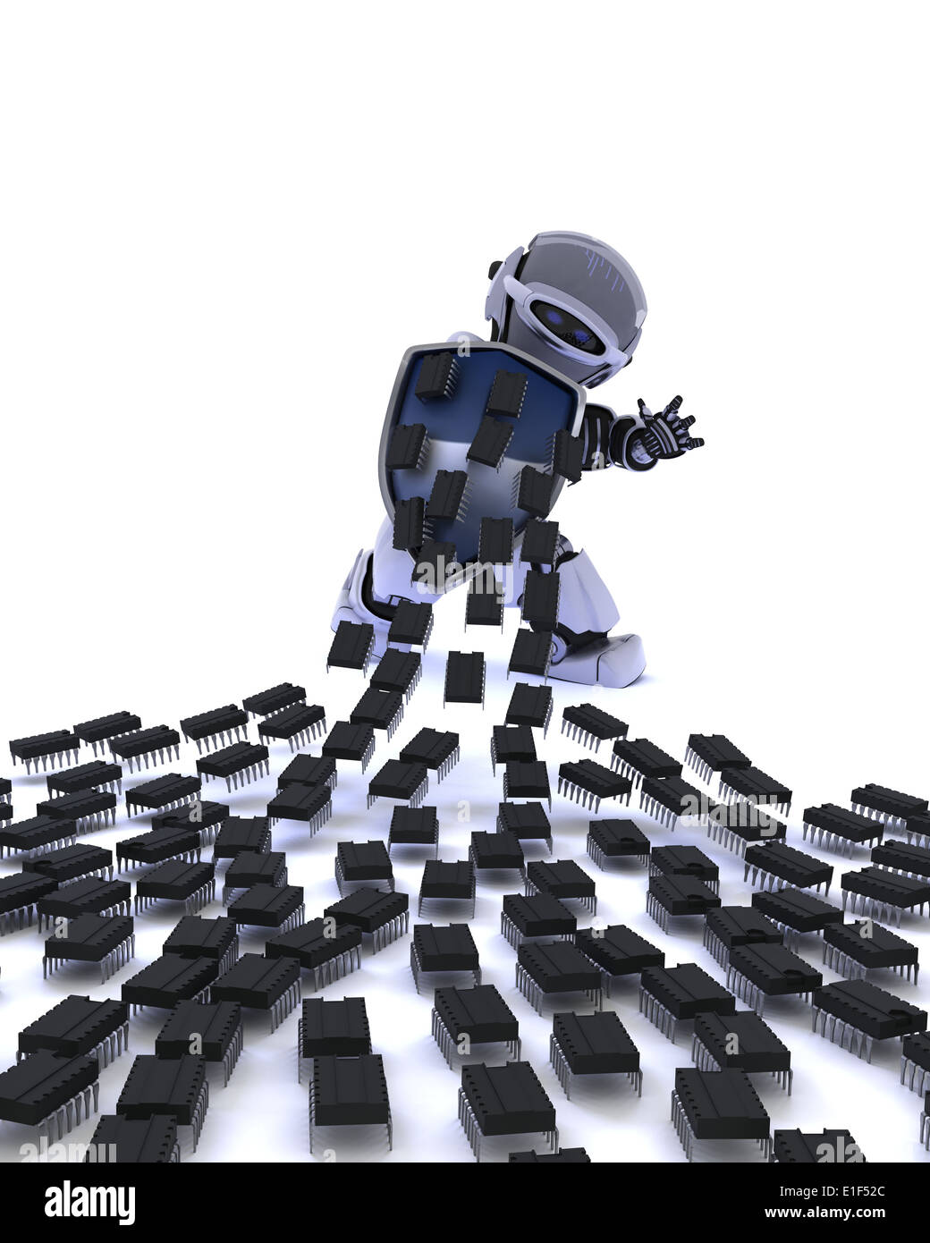 3D Render of a Robot defending against virus attack Stock Photo - Alamy