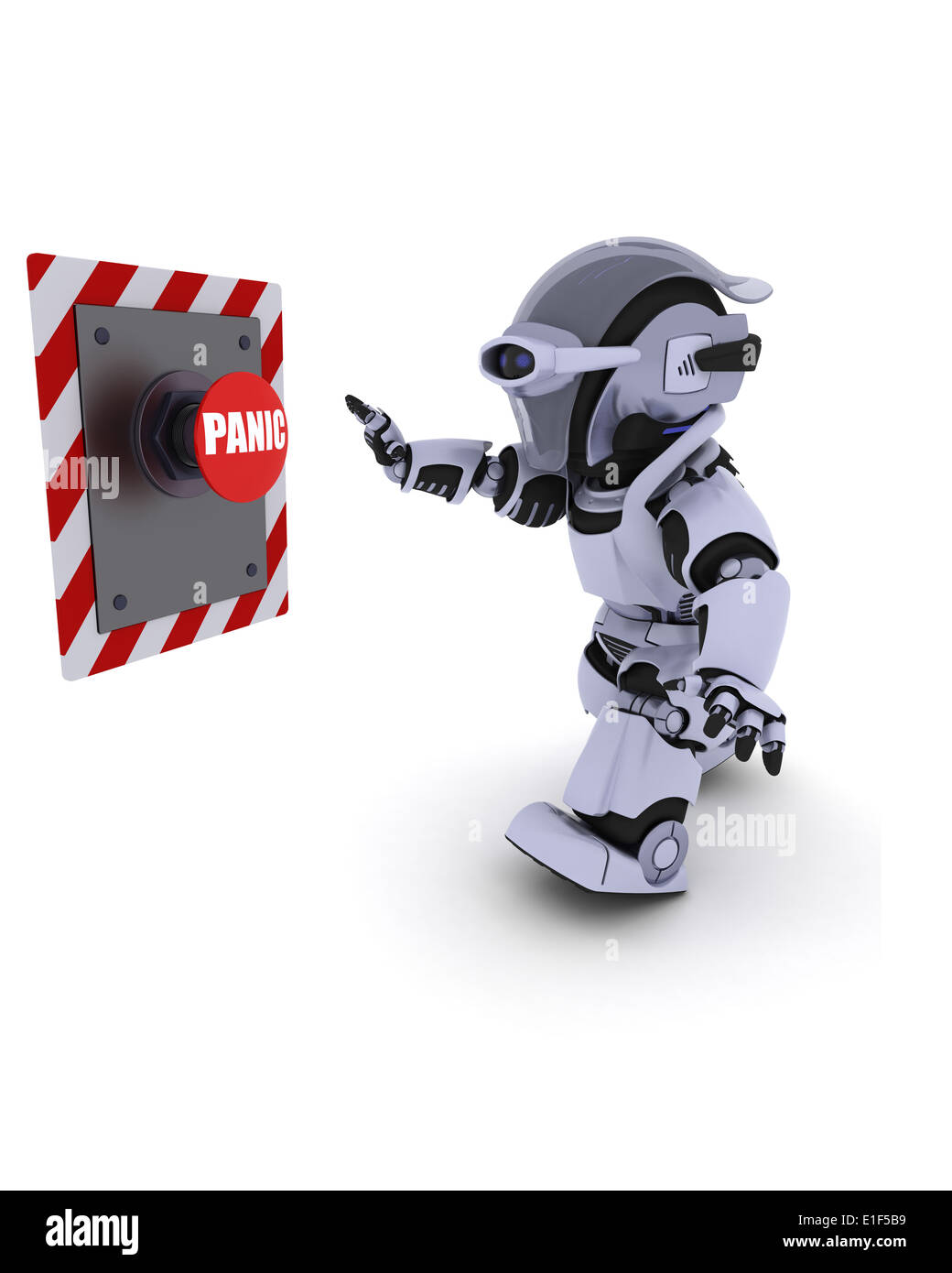 3D Render of a Robot pushing a button Stock Photo - Alamy