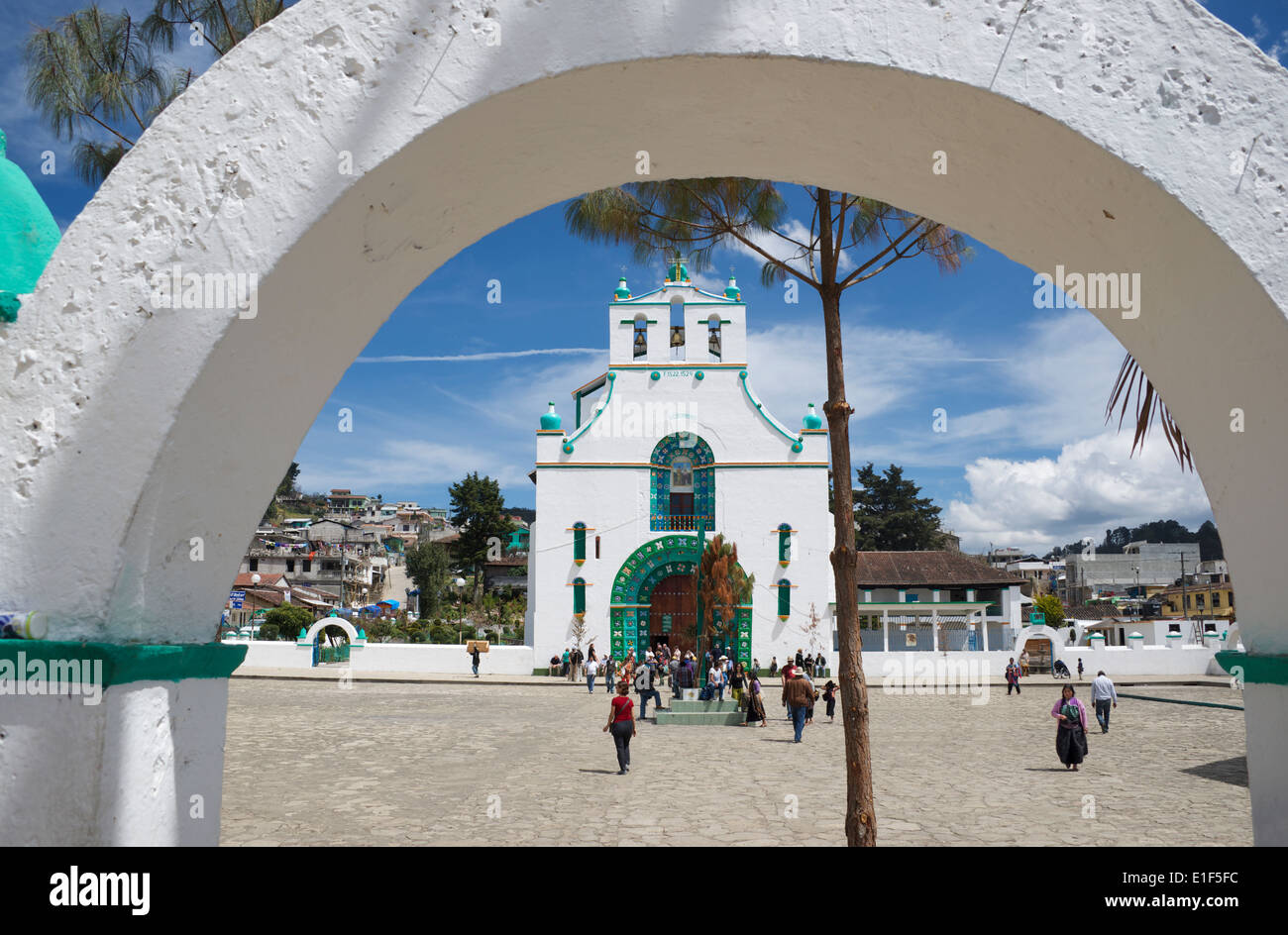 San Juan Chamula Church through arch Chiapas Mexico Stock Photo - Alamy