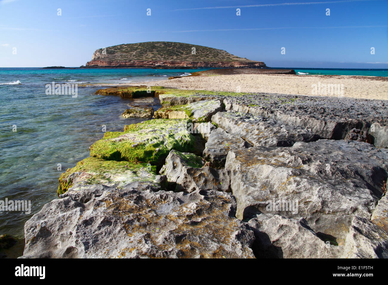 General view of Cala Conta beach Stock Photo - Alamy