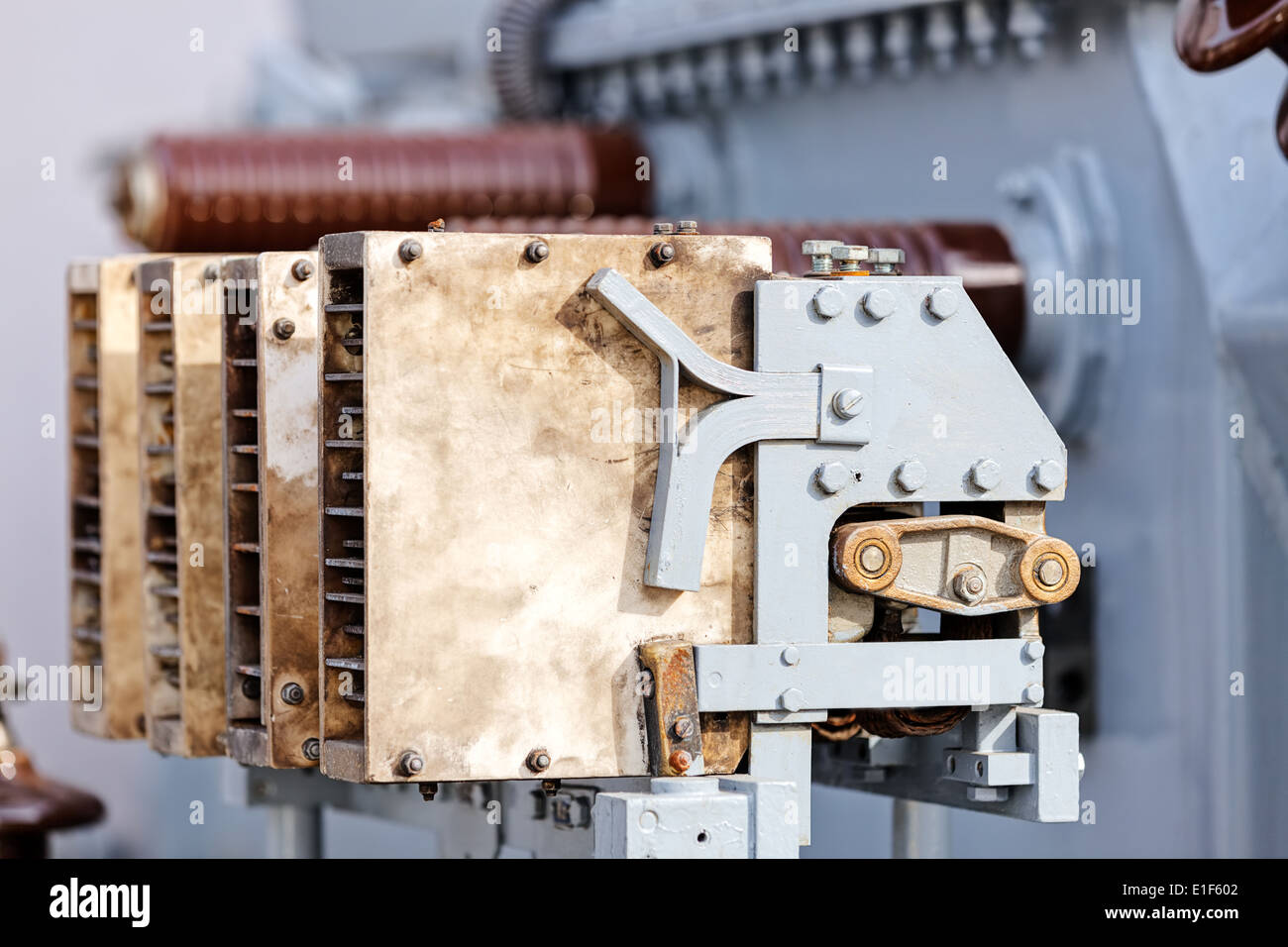 Details of broken high voltage transformer Stock Photo - Alamy