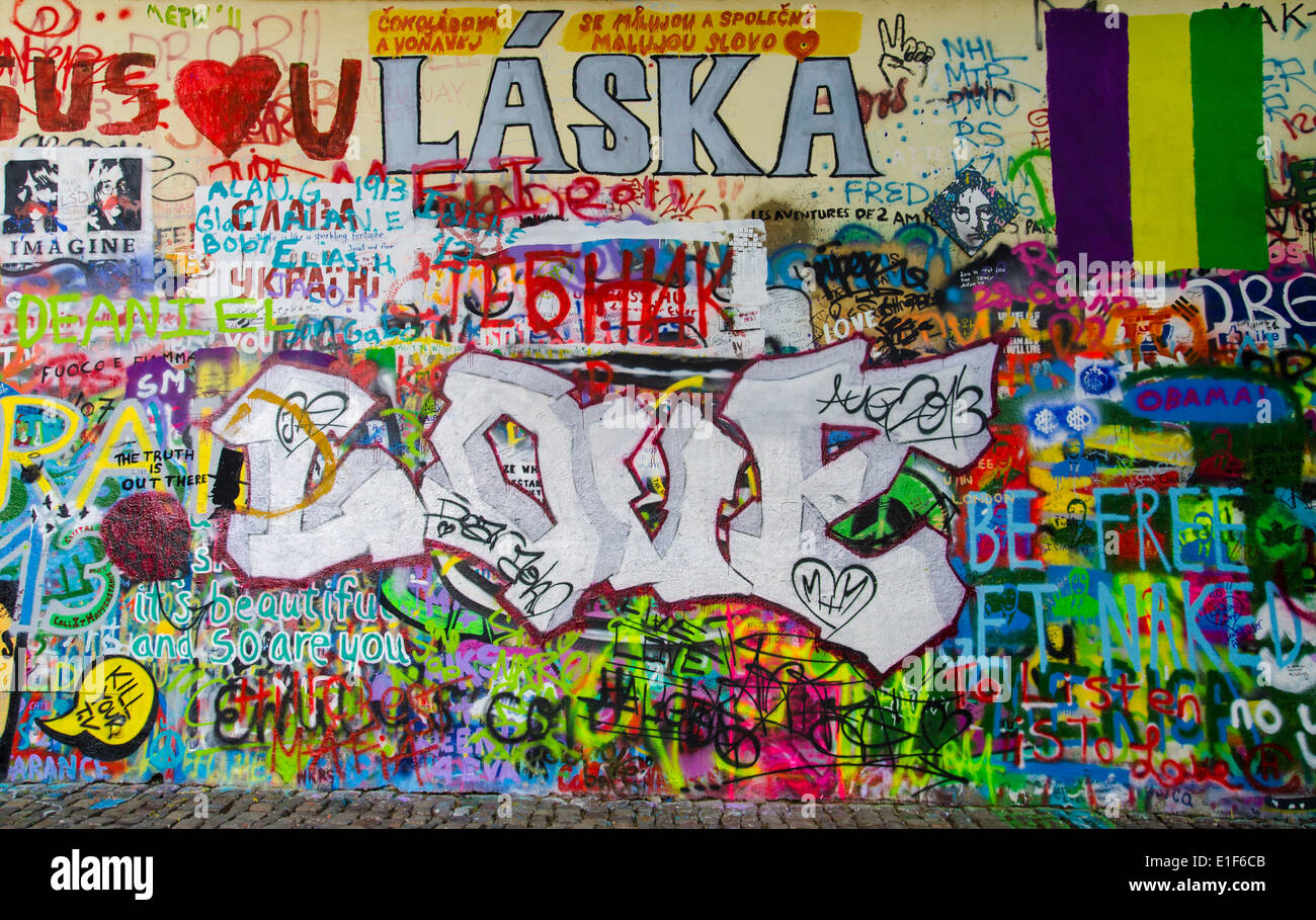 Graffiti Wall next to a historic building in Old Prague Stock Photo - Alamy