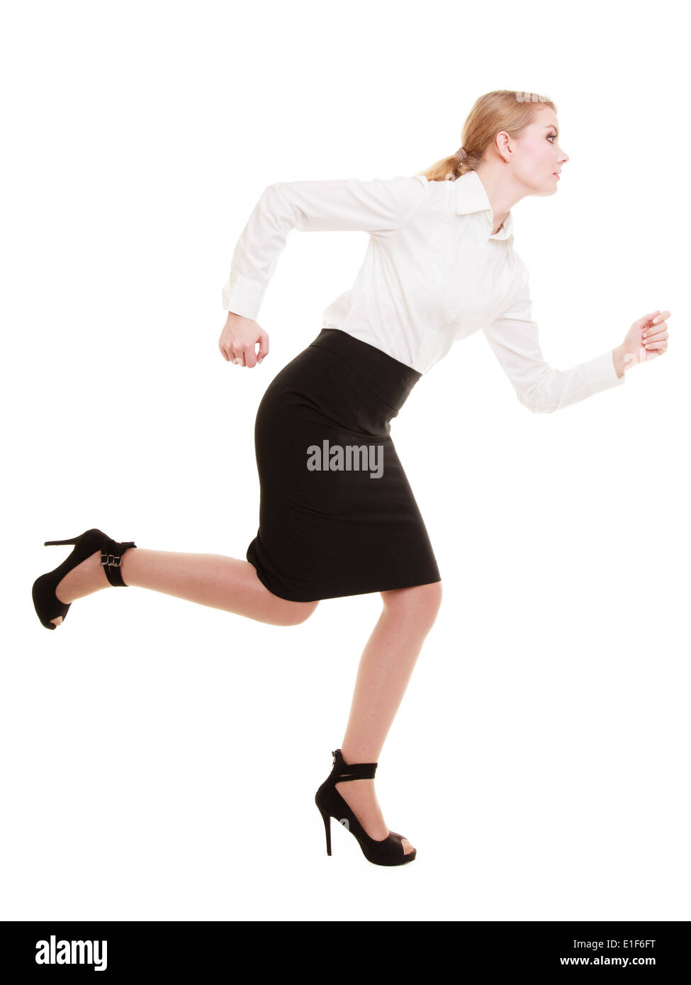 Businesswoman running in full body isolated Stock Photo - Alamy