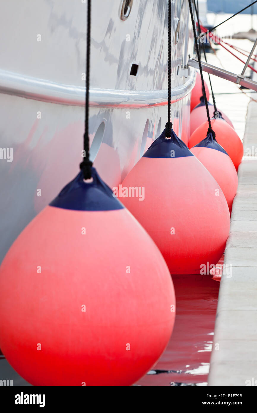 Sailboat Side Fenders CloseUp. Vertical shot Stock Photo - Alamy