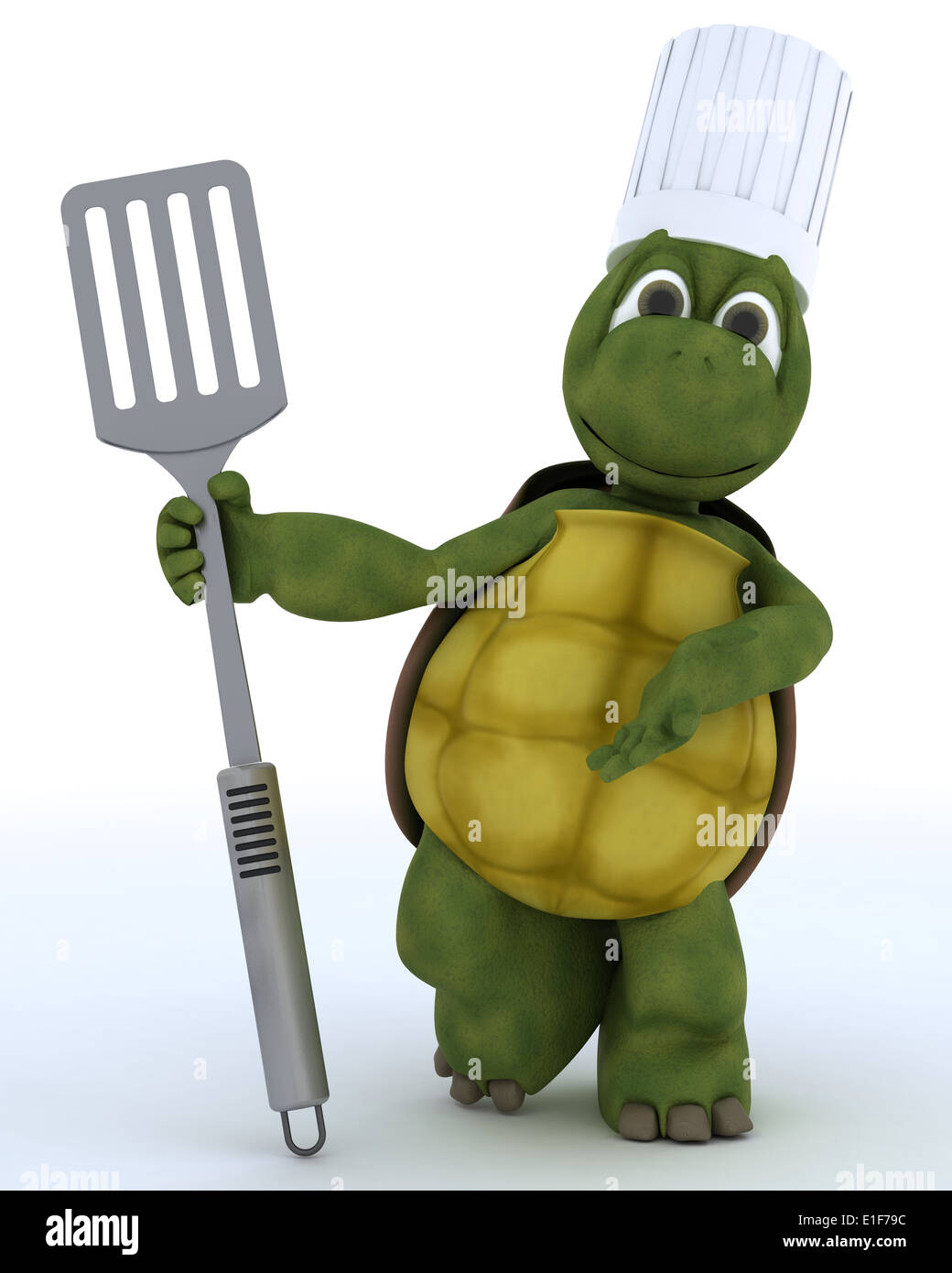 3D render of a tortoise chef with fish slice Stock Photo - Alamy
