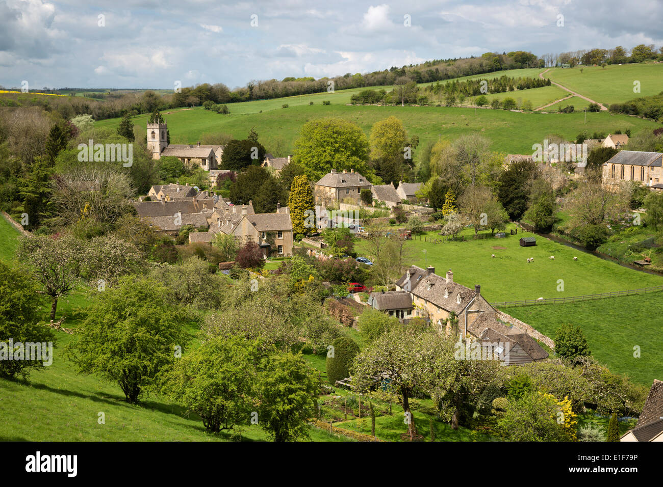 View over Cotswold village Stock Photo - Alamy