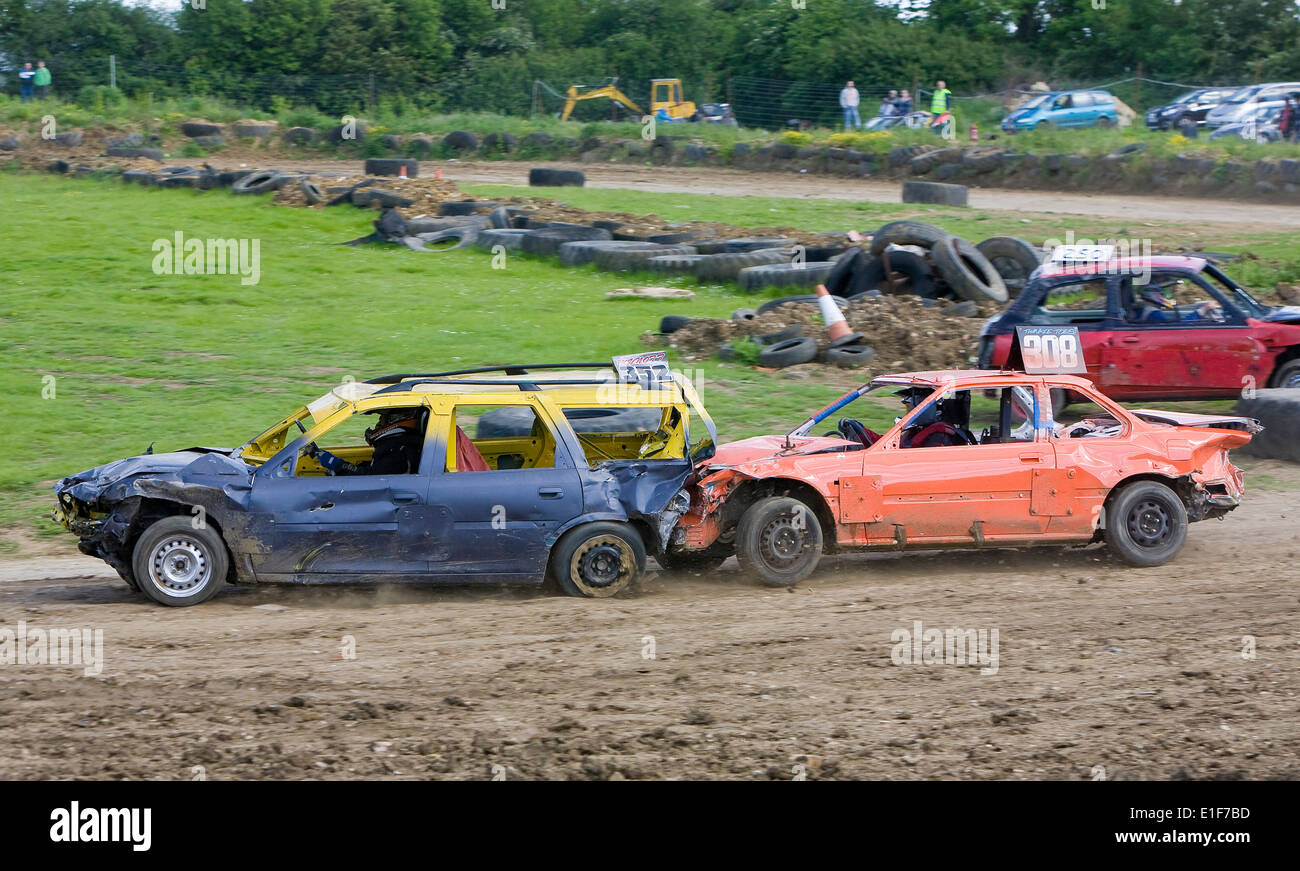 Banger racing cars in action at Stansted Raceway in Essex UK Stock ...