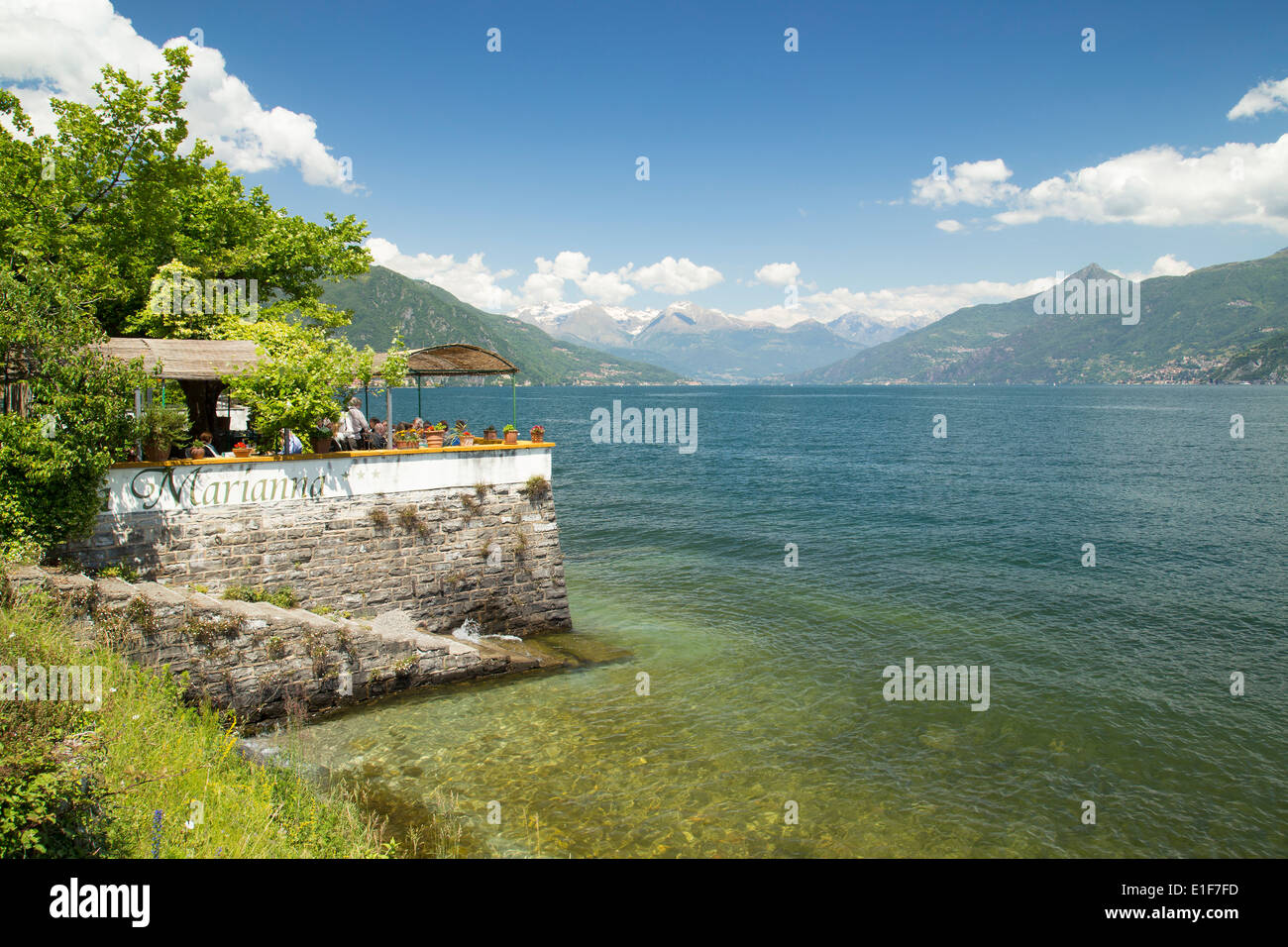 Restaurant balcony overlooking lake Como Italy Stock Photo - Alamy