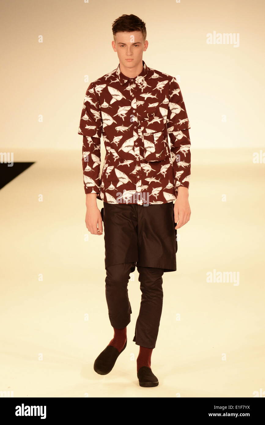 London, UK. 2nd June 2014. Model wearing a Kim Louise Sutcliffe ...