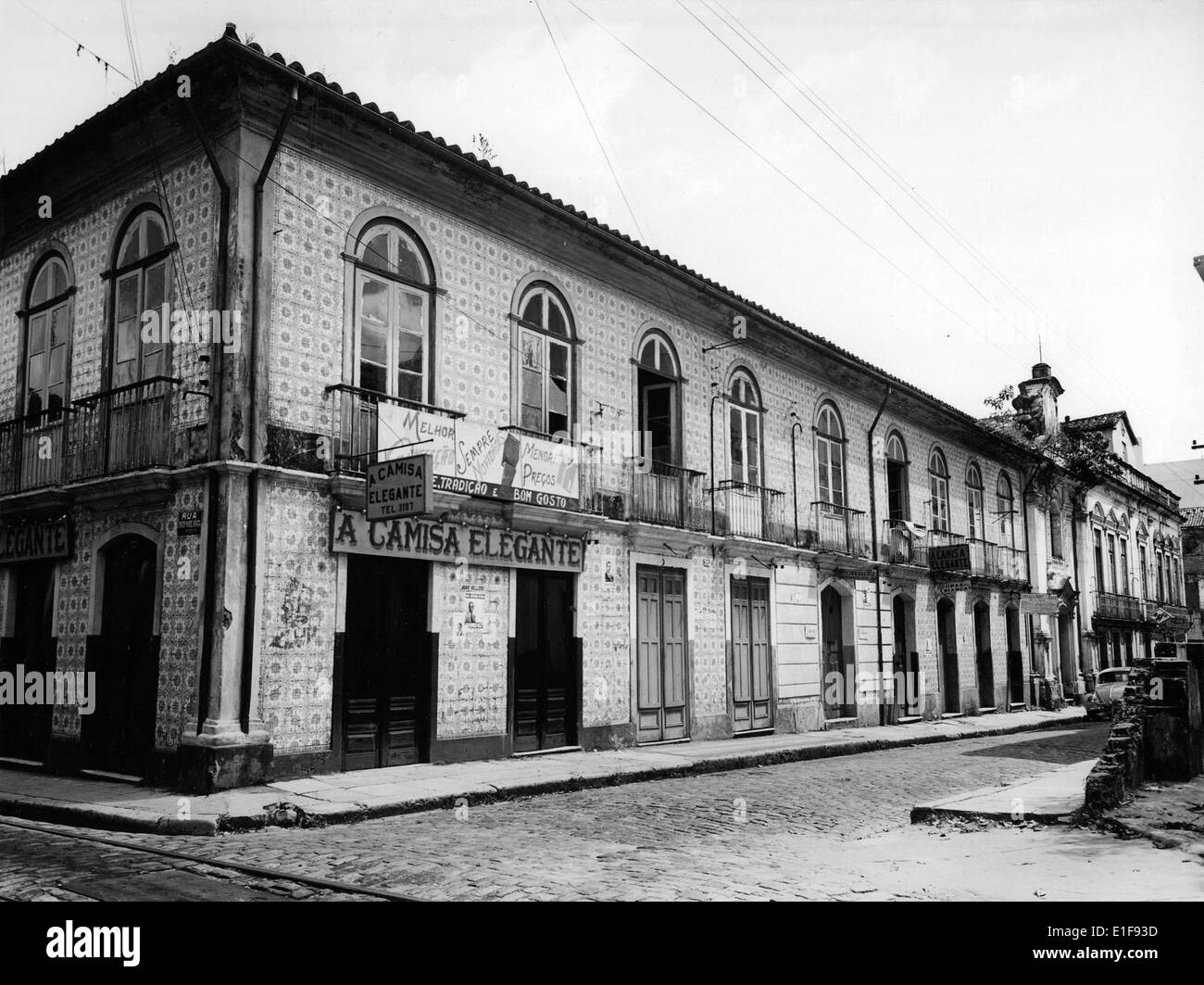 The facade tiles of a building on Rua Campos Sales in Belém, Brazil ...