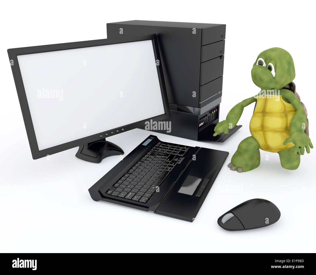 3D render of a tortoise with a computer Stock Photo - Alamy