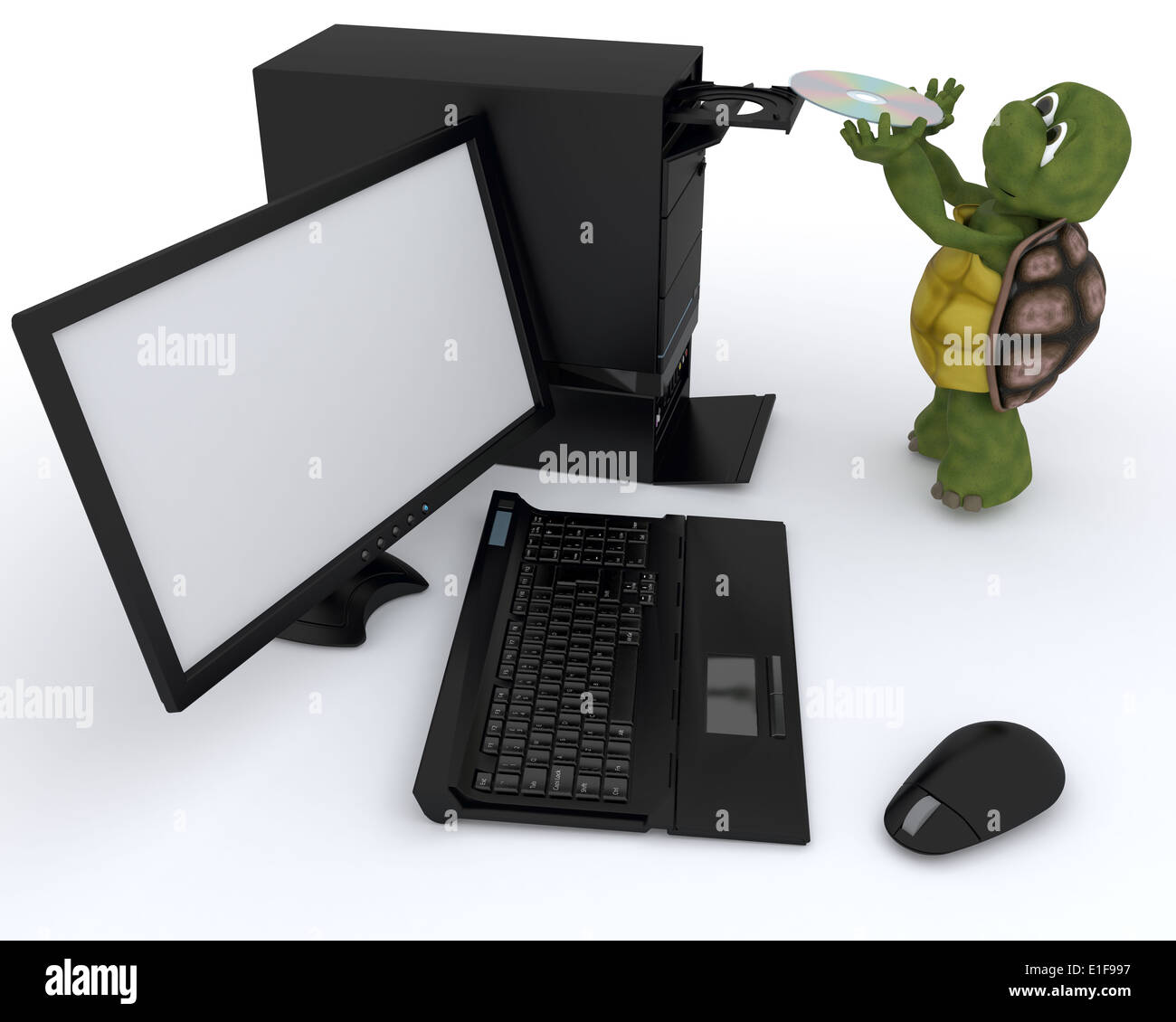 3D render of a tortoise with a computer Stock Photo - Alamy
