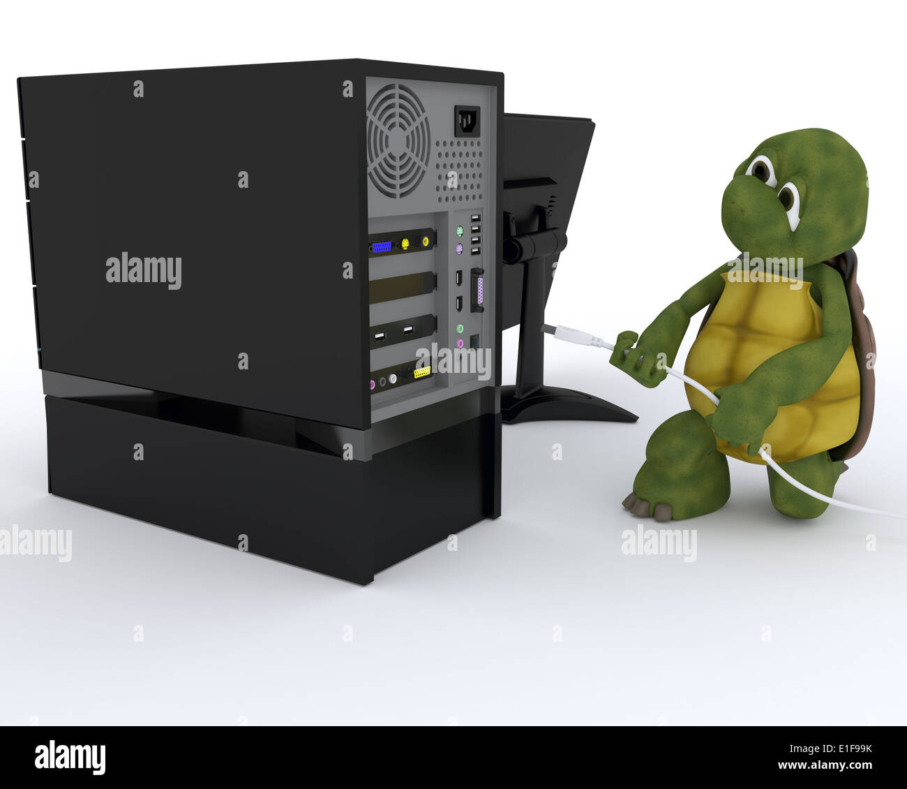 3D render of a tortoise with a computer Stock Photo - Alamy