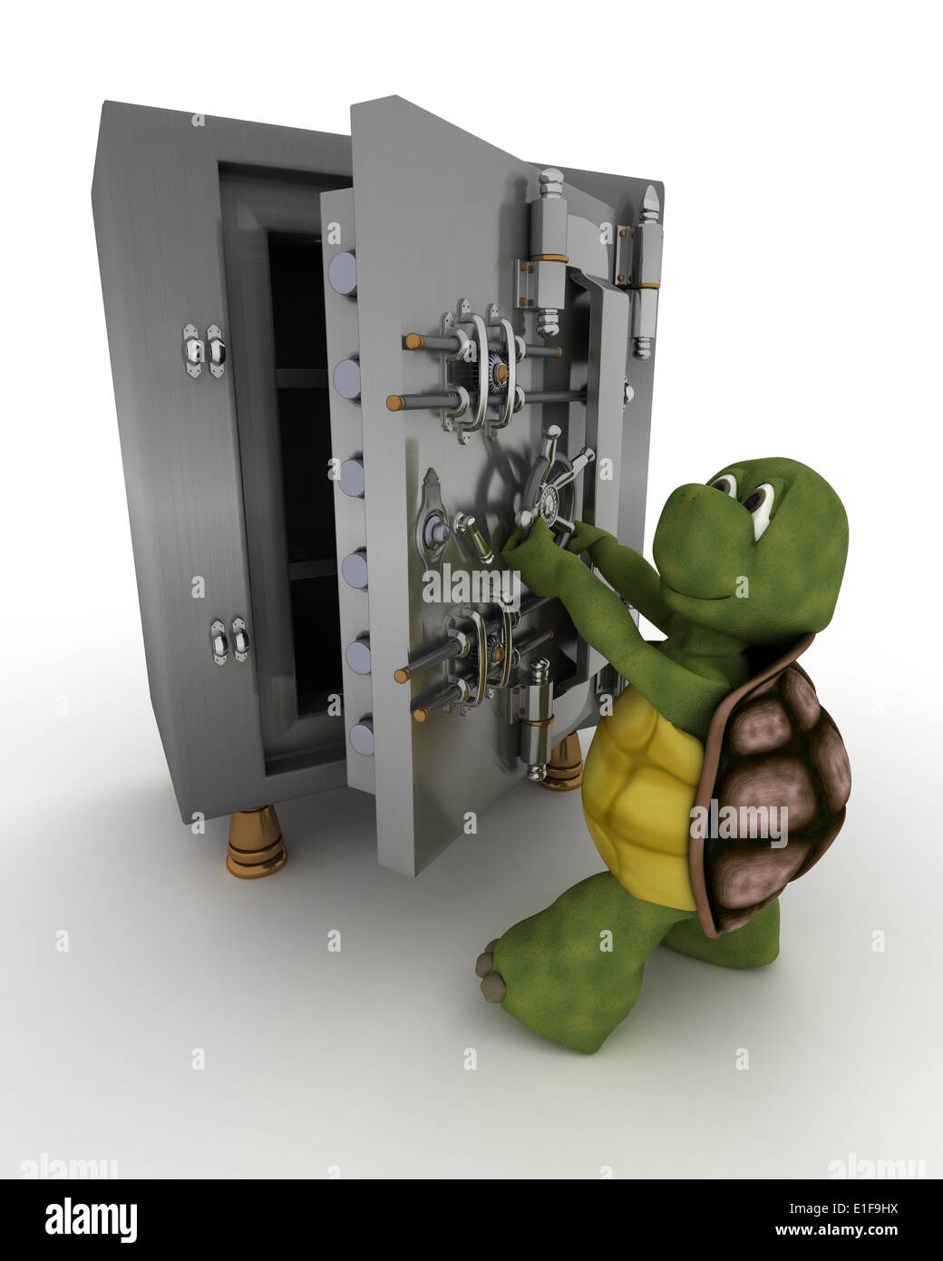3D render of a tortoise with bank vault Stock Photo - Alamy