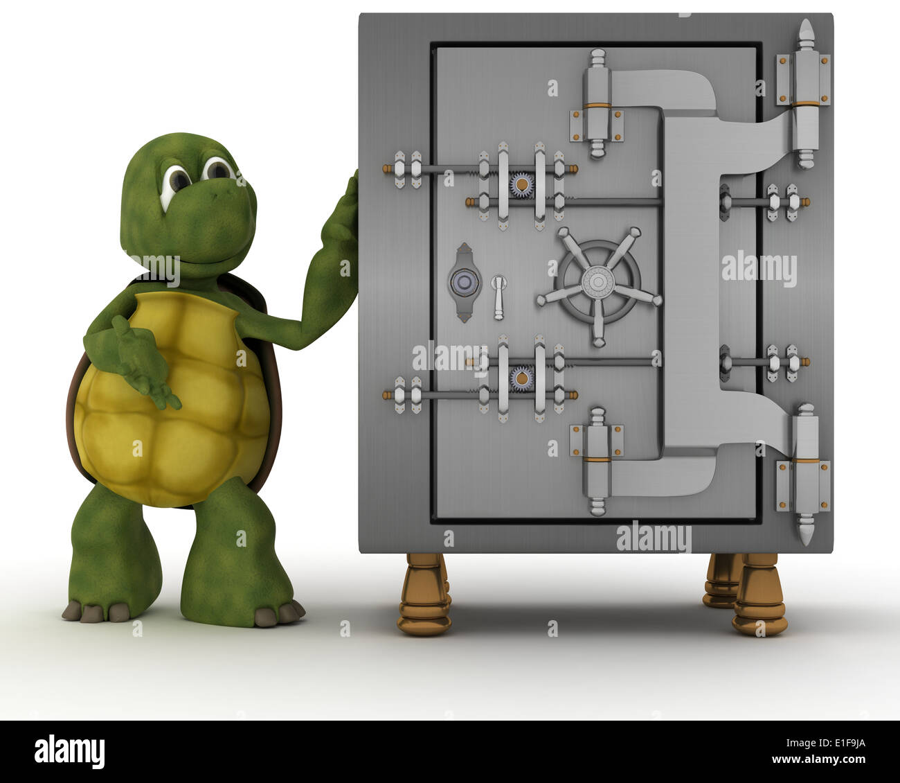 3D render of a tortoise with bank vault Stock Photo - Alamy