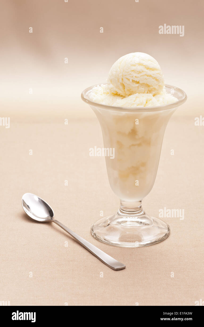 Vanilla ice cream in a tall glass Stock Photo - Alamy