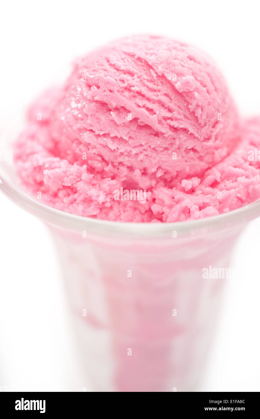 Raspberry ice cream in a tall glass Stock Photo - Alamy