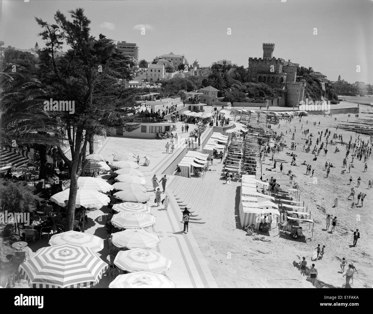 Praia do Tamariz in Estoril, Portugal, is a popular beach destination ...