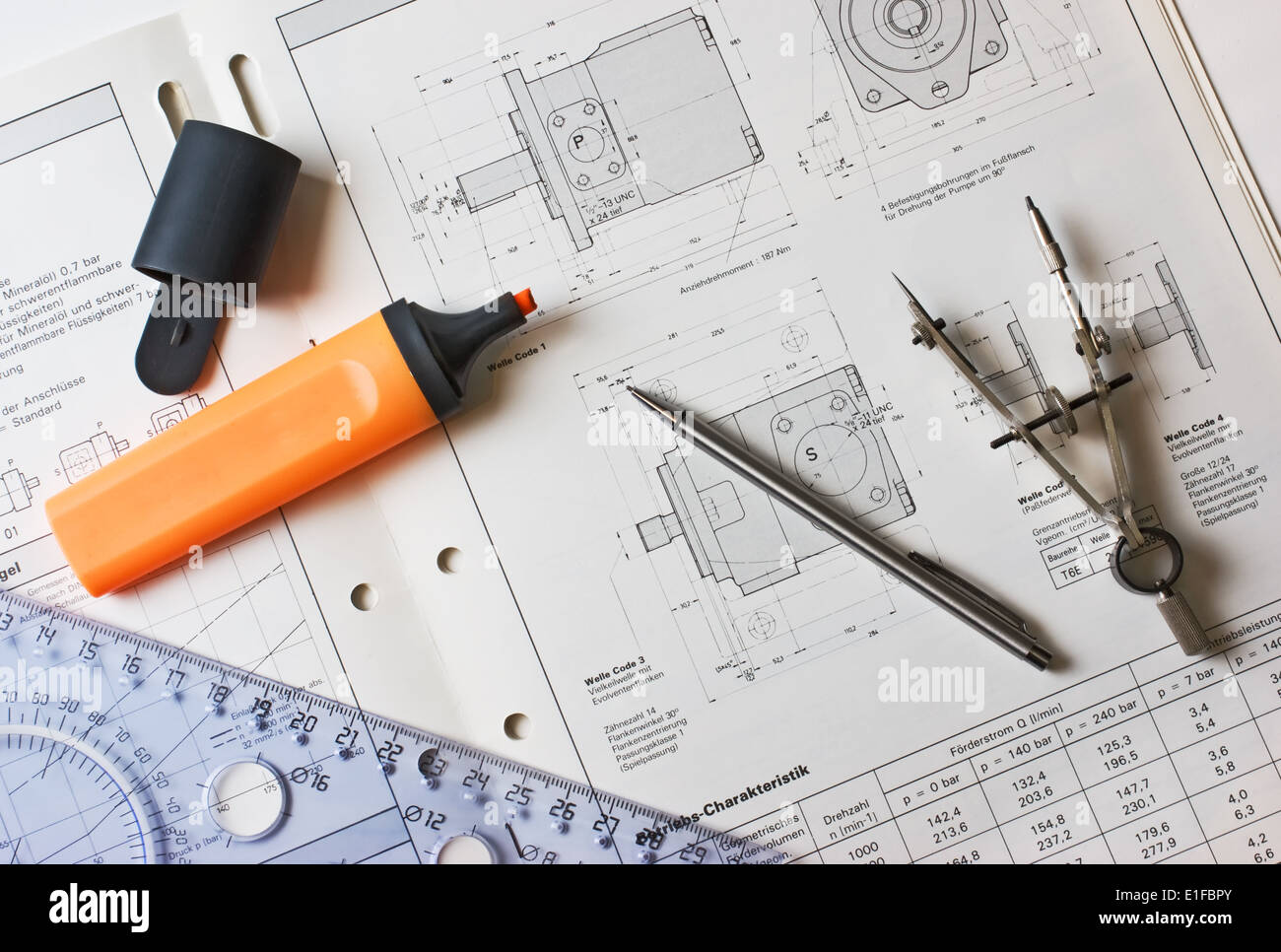 drawing tools in the workplace technologist Stock Photo - Alamy