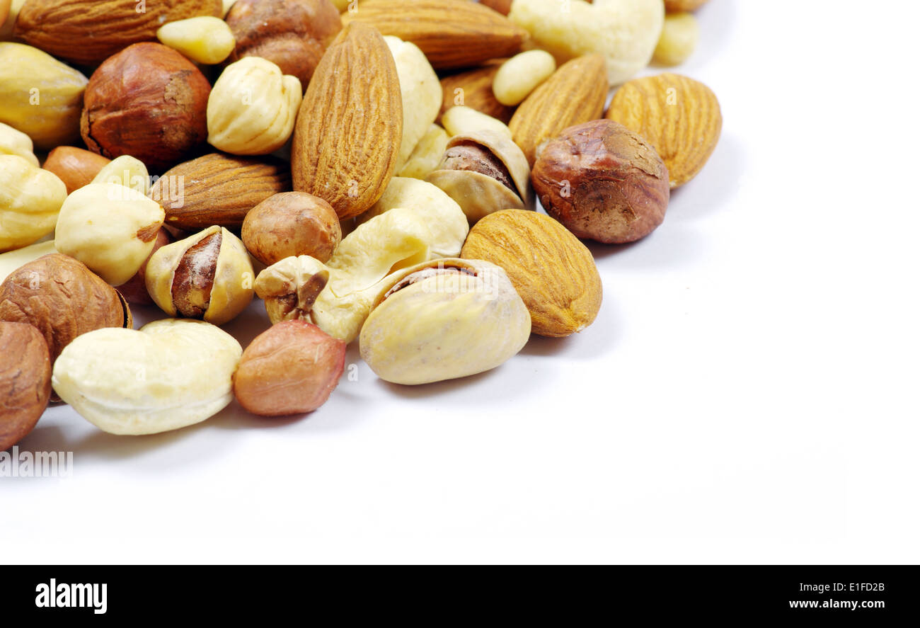 Assorted mixed nuts on white background Stock Photo - Alamy