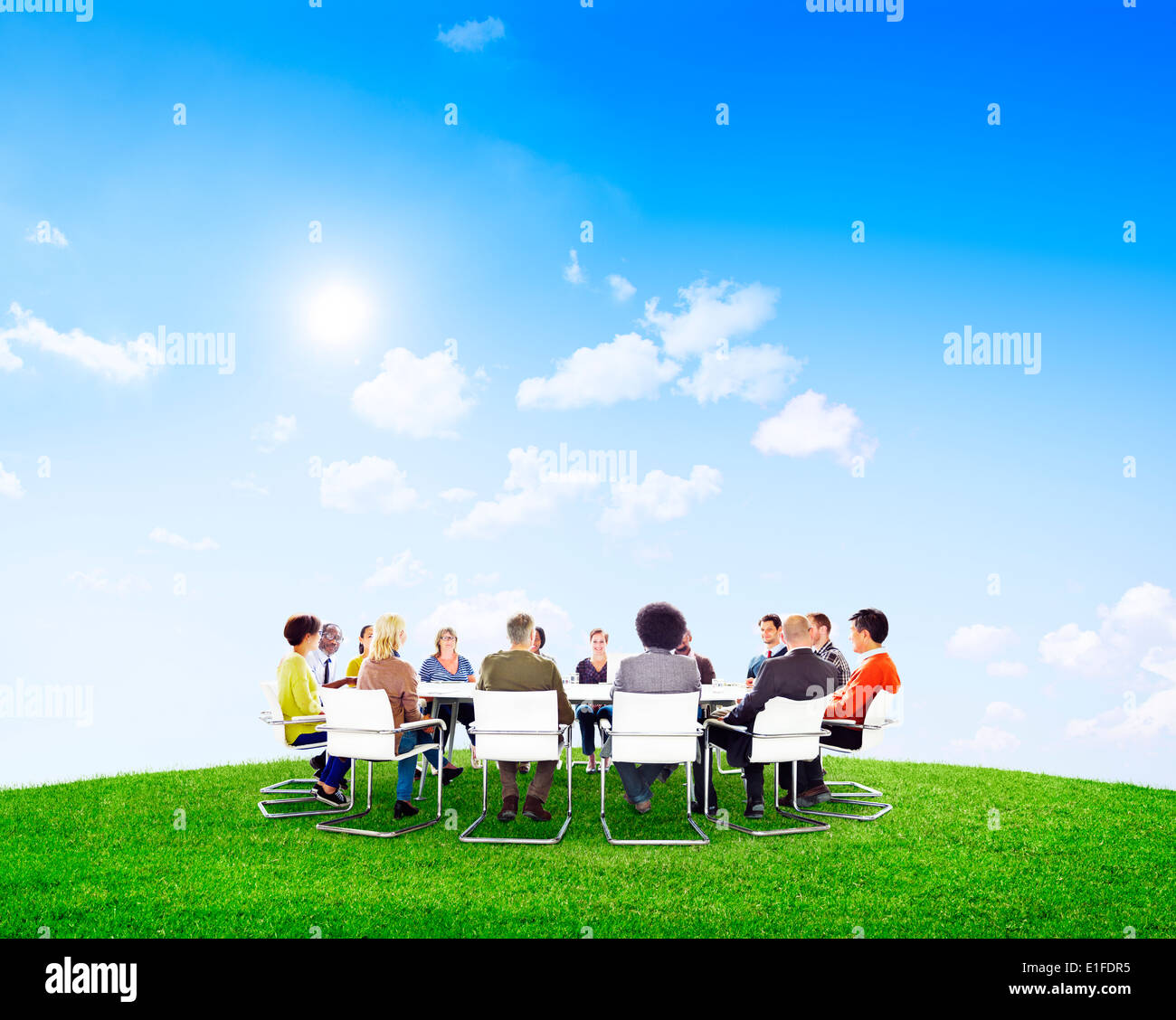 Group of Multiethnic People Around the Conference Table Stock Photo - Alamy