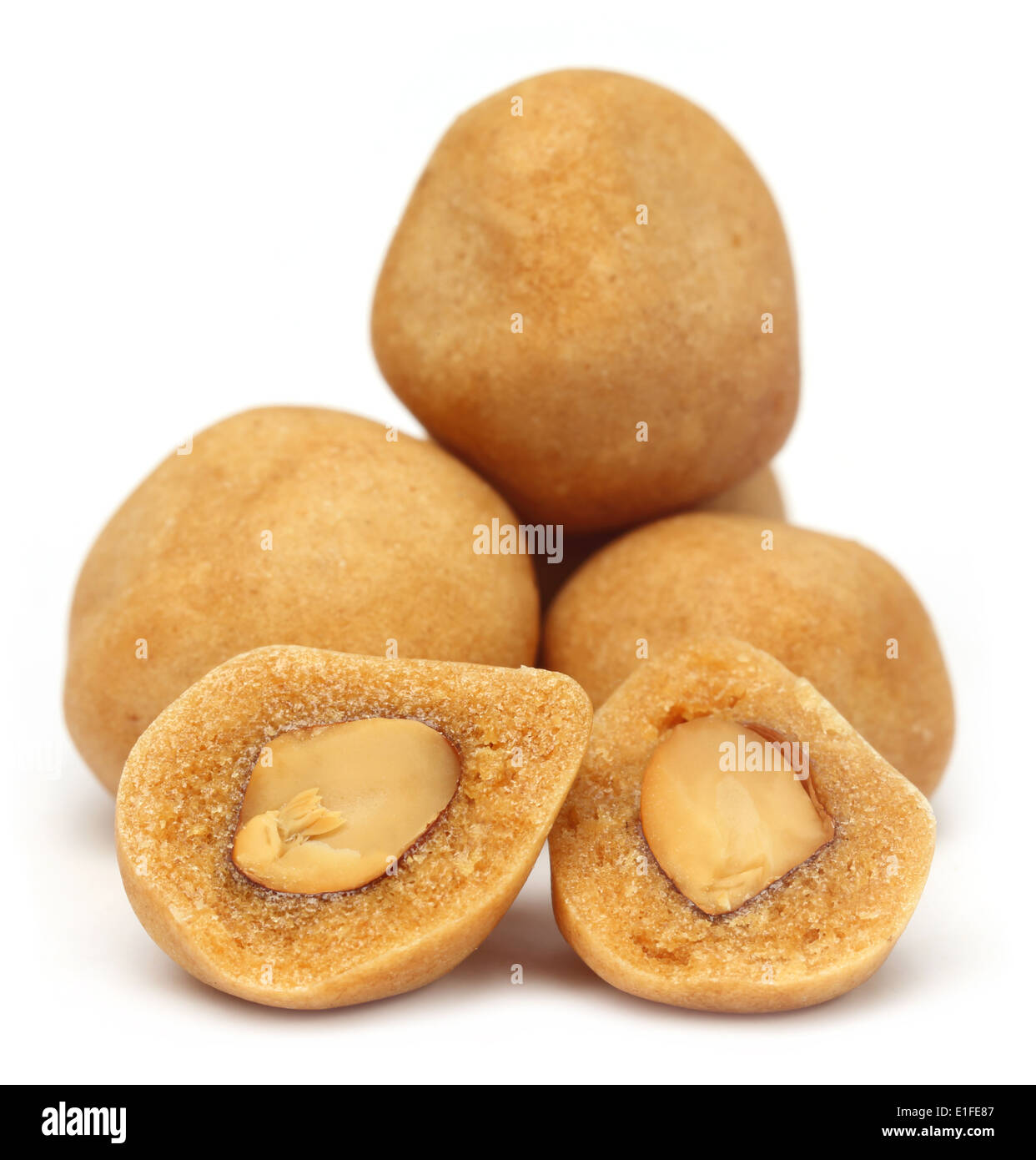 Coated Peanuts over white background Stock Photo - Alamy