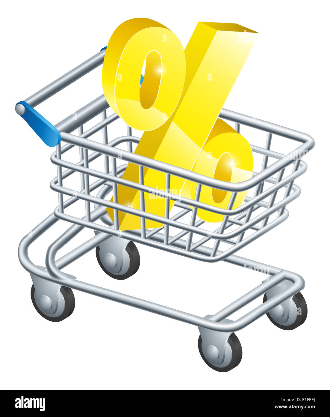 Percentage trolley concept of percent sign in a supermarket shopping ...