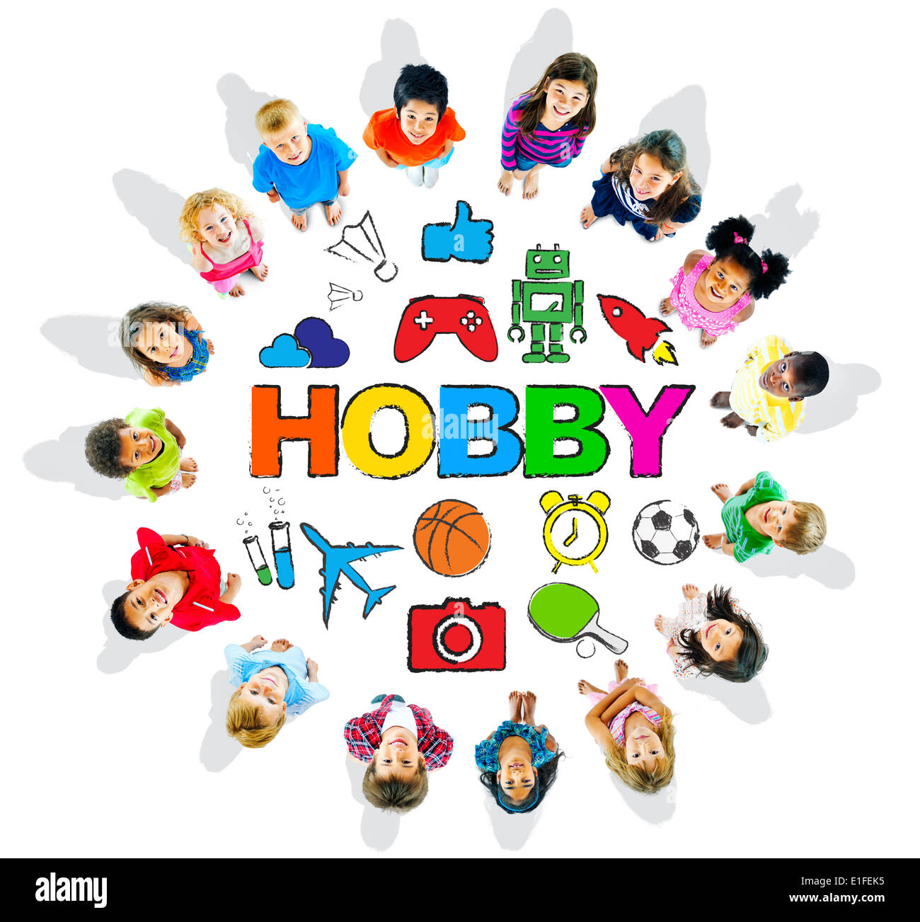 Multiethnic Children Forming A Circle With Hobby Concept Top Ten