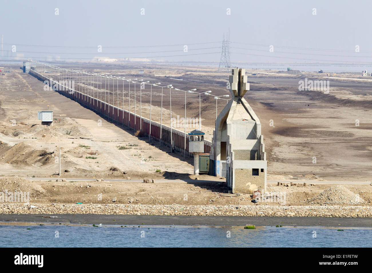 Long wall and Arched entrance on the East side of the Suez Canal Egypt ...