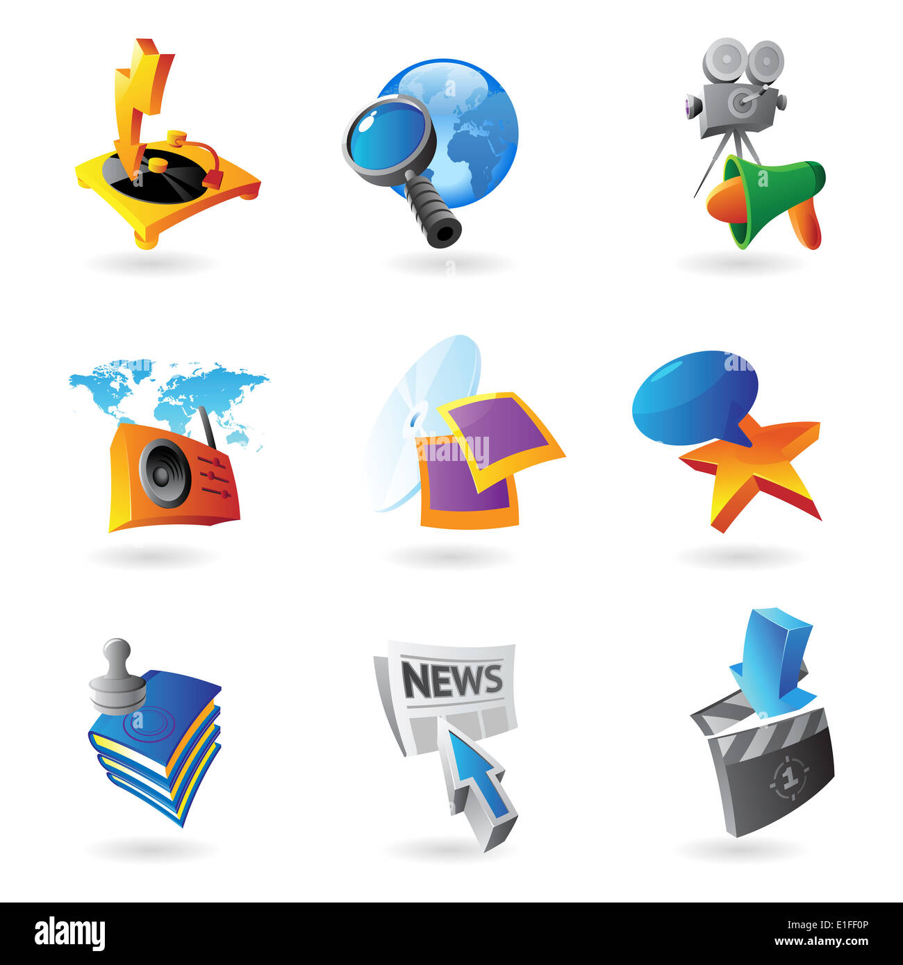 Icons for media, information and entertainment Stock Photo - Alamy