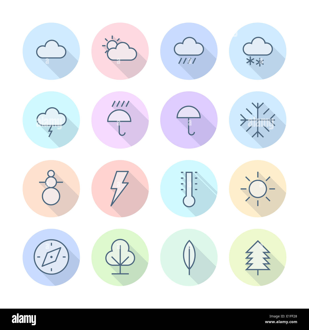 Thin Line Icons For Weather and Nature. Raster version Stock Photo - Alamy