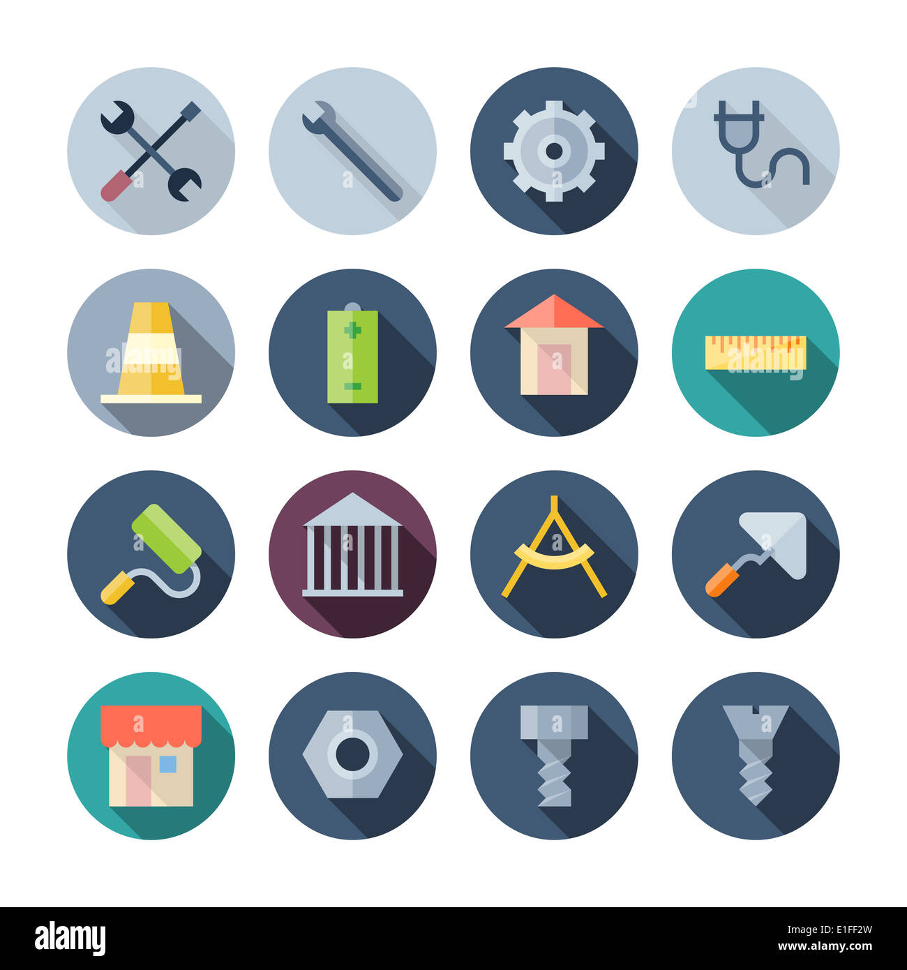 Flat Design Icons For Construction. Raster version Stock Photo - Alamy