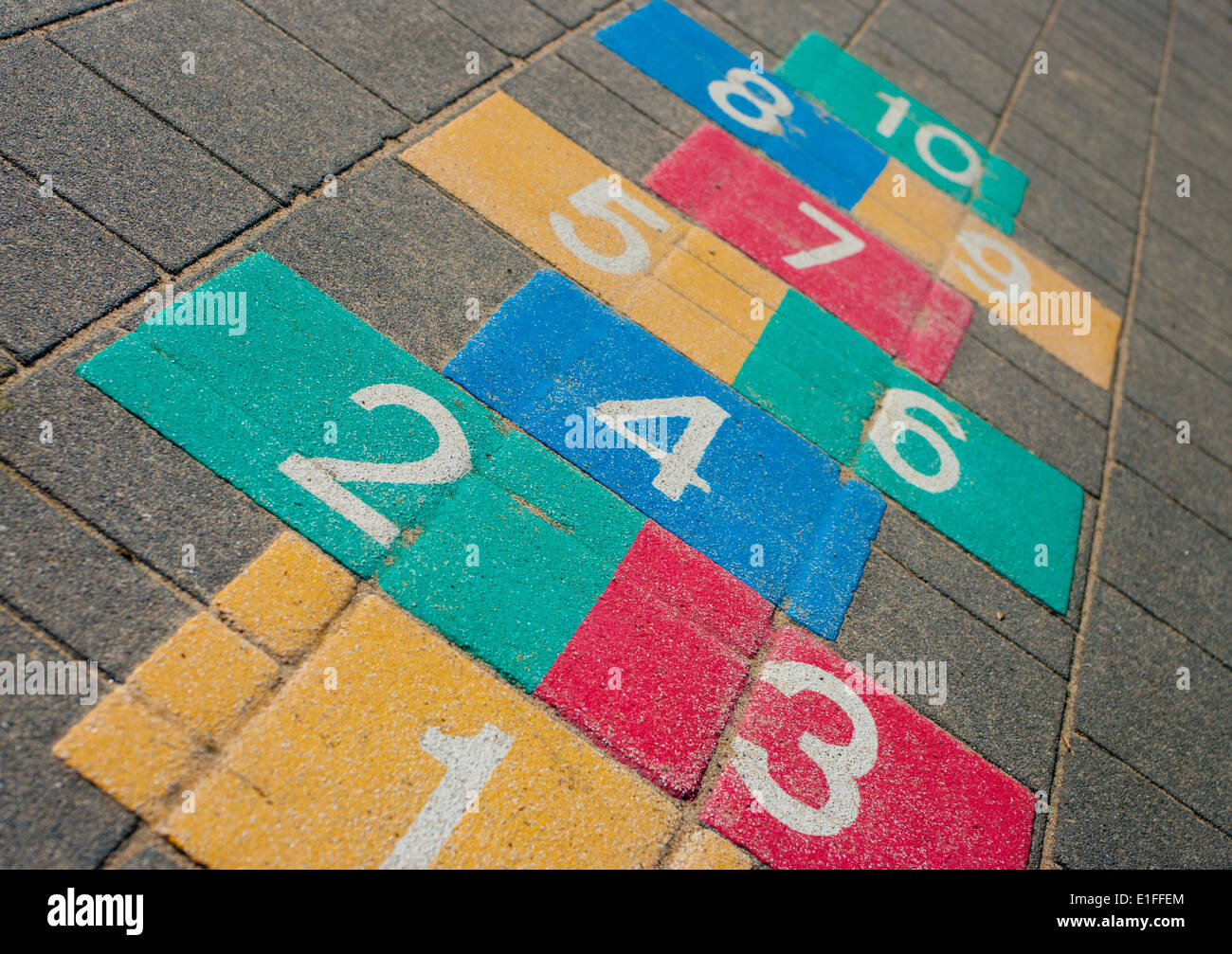 colorful hopscotch game on a schoolyard Stock Photo - Alamy