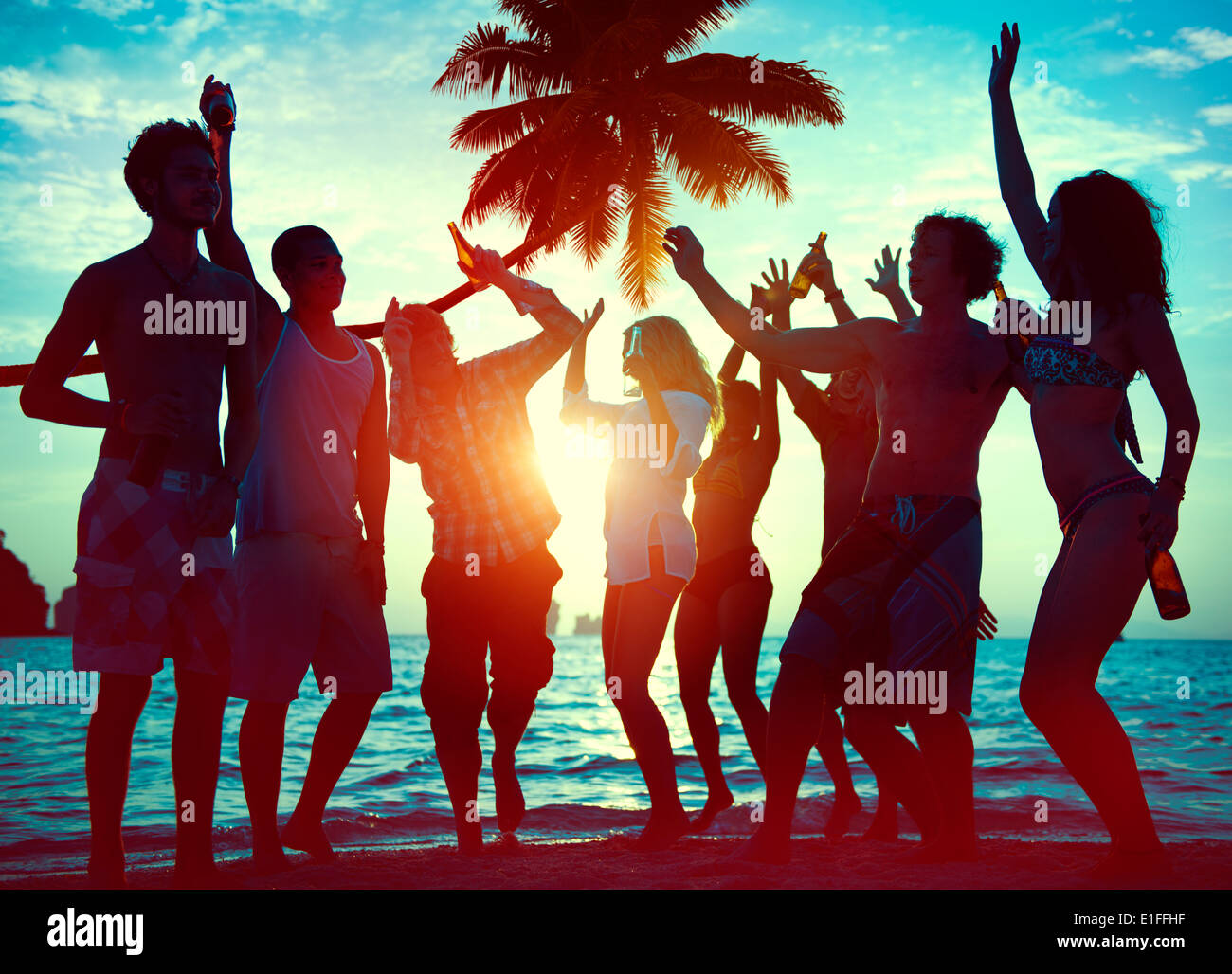 Silhouettes of Diverse Multiethnic People Partying Stock Photo - Alamy